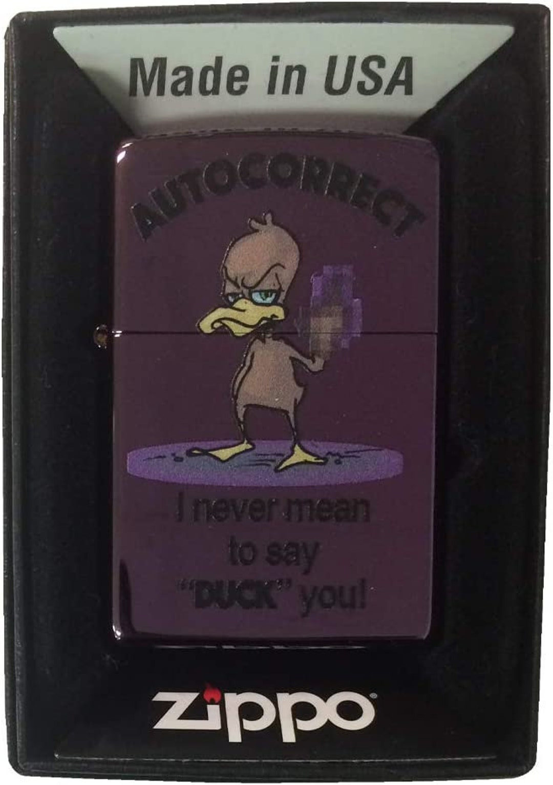 Zippo Custom Lighter Abyss Purple Auto Correct Duck - Etsy
