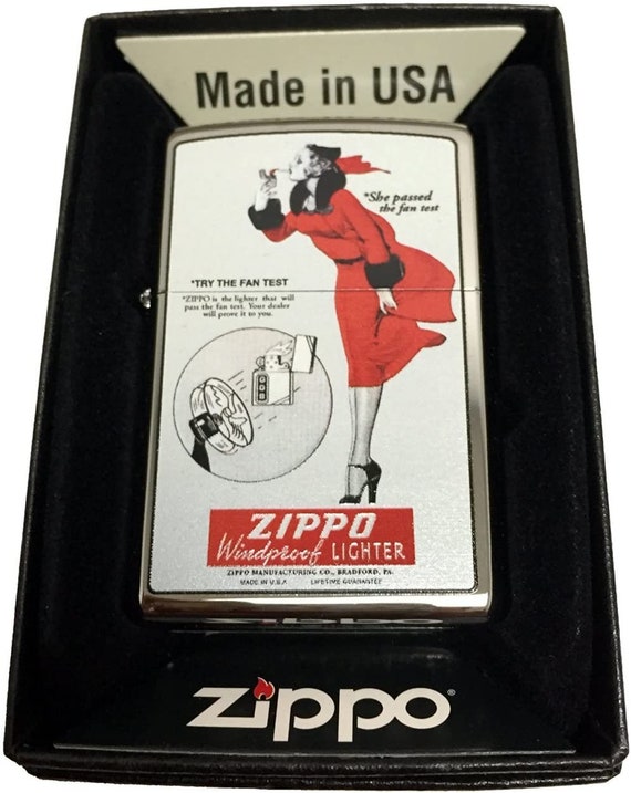 Zippo Custom Lighter Zippo Windy Girl Fan Test Vintage | Etsy