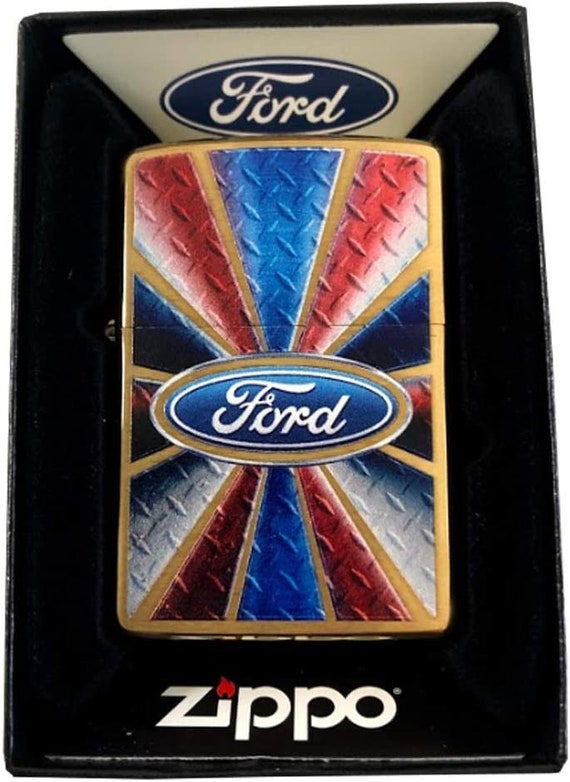 Brushed Brass Ford Script in Oval Logo Red White and Blue - Etsy