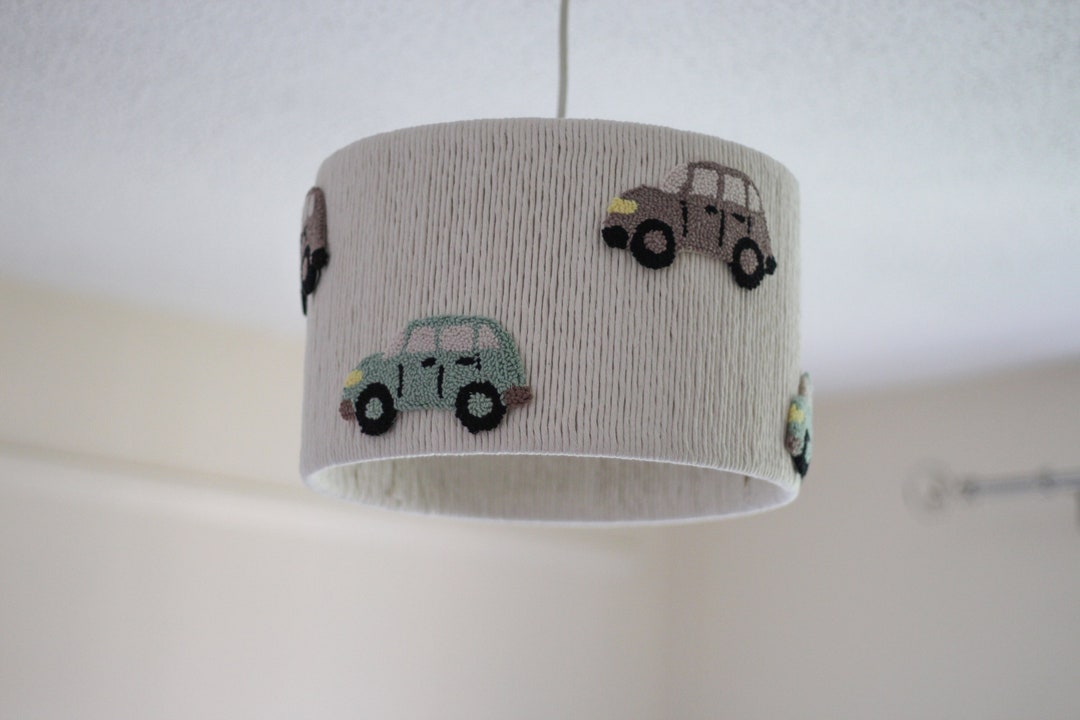 Macrame Lampshade Decorated With Cars| Baby Boy Nursery Lampshade| Boho ...