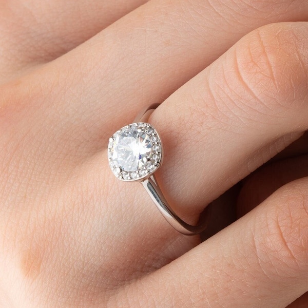 Cz Engagement Ring - Etsy