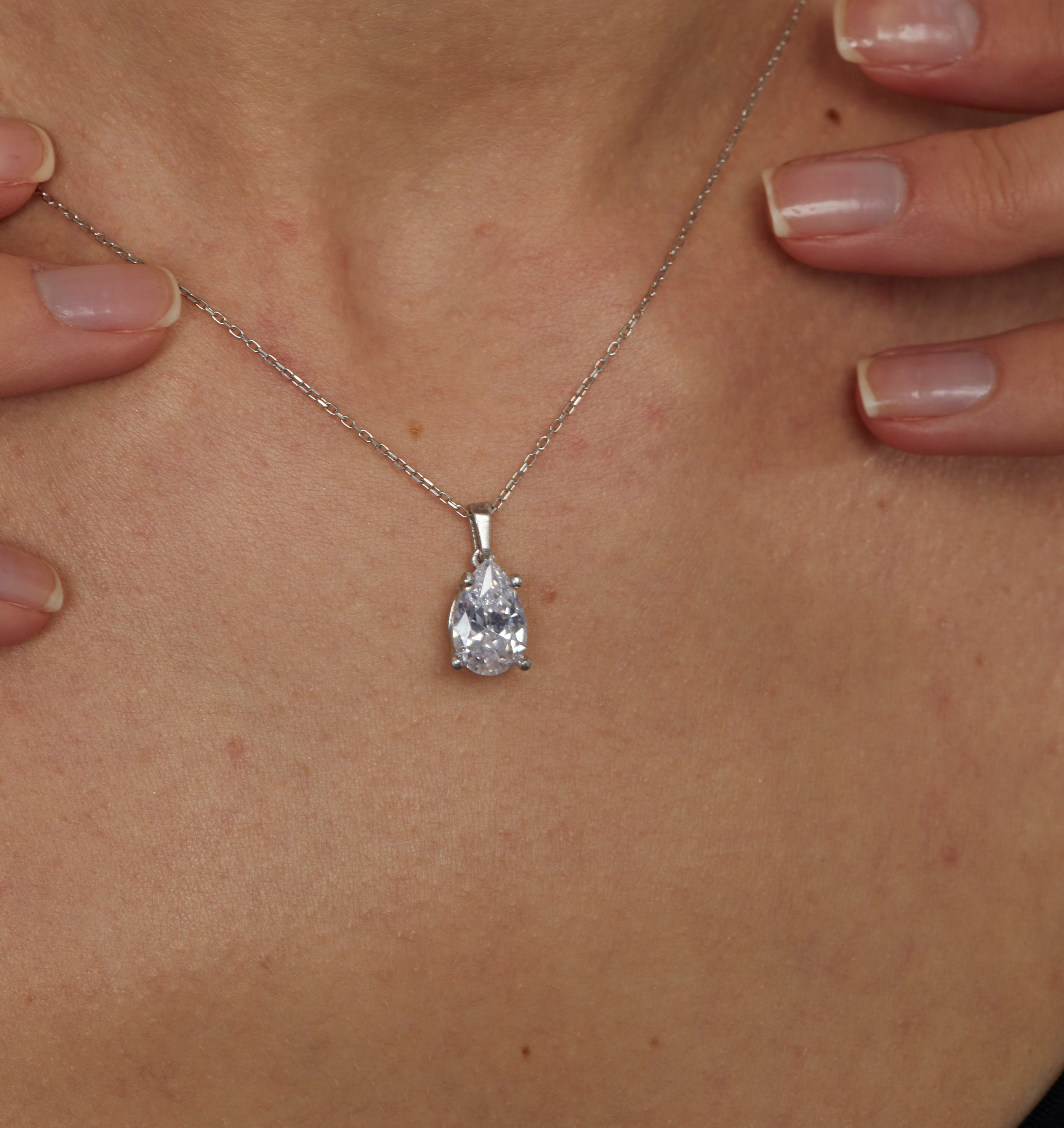 14K Solid Gold 3ct Pear Shaped Necklace , Solitaire Necklace 14K Solid Gold 3ct Pear Shaped Necklace , Solitaire Necklace