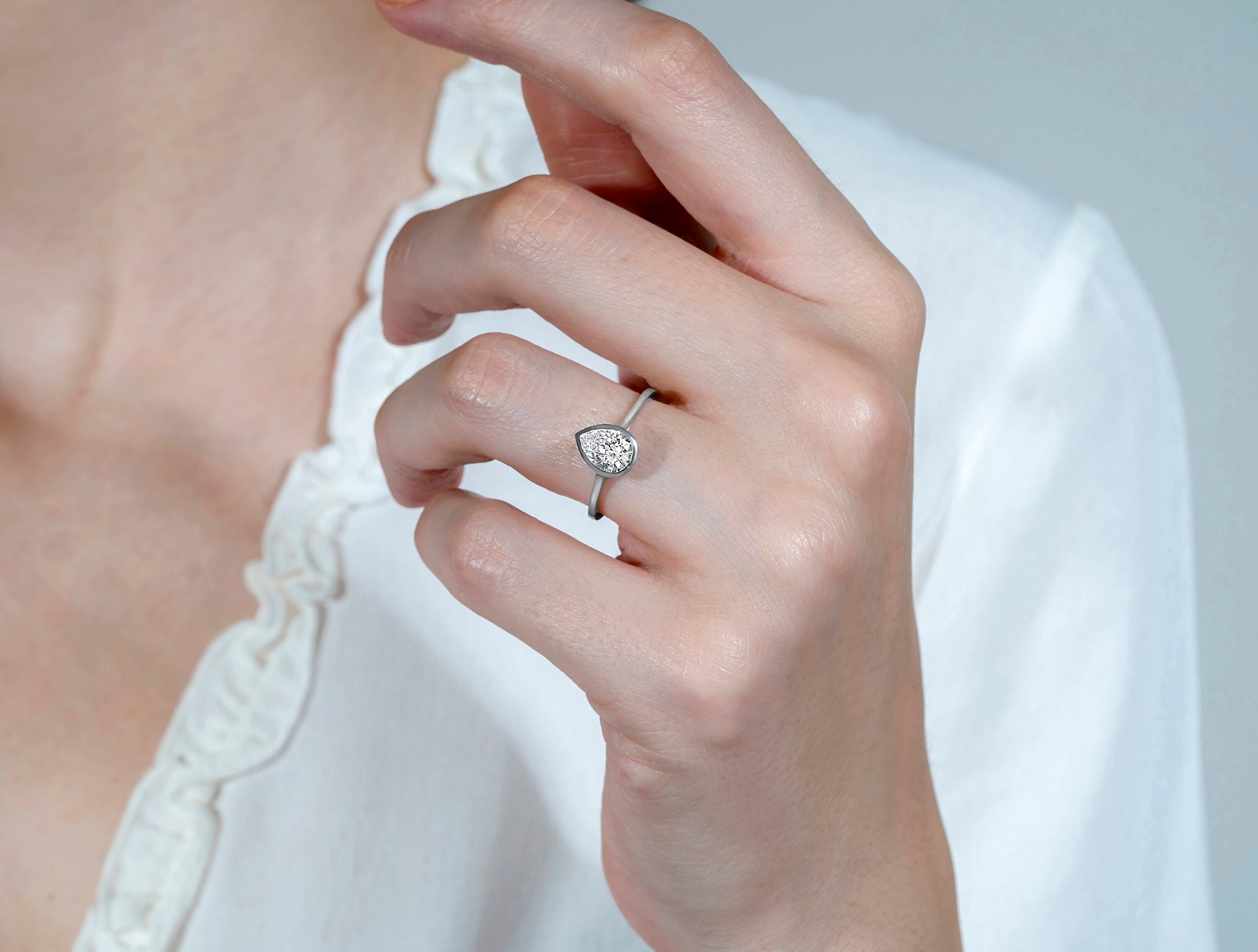 1.25ct Bezel Pear Shaped Engagement Wedding Ring Pear Cut - Etsy