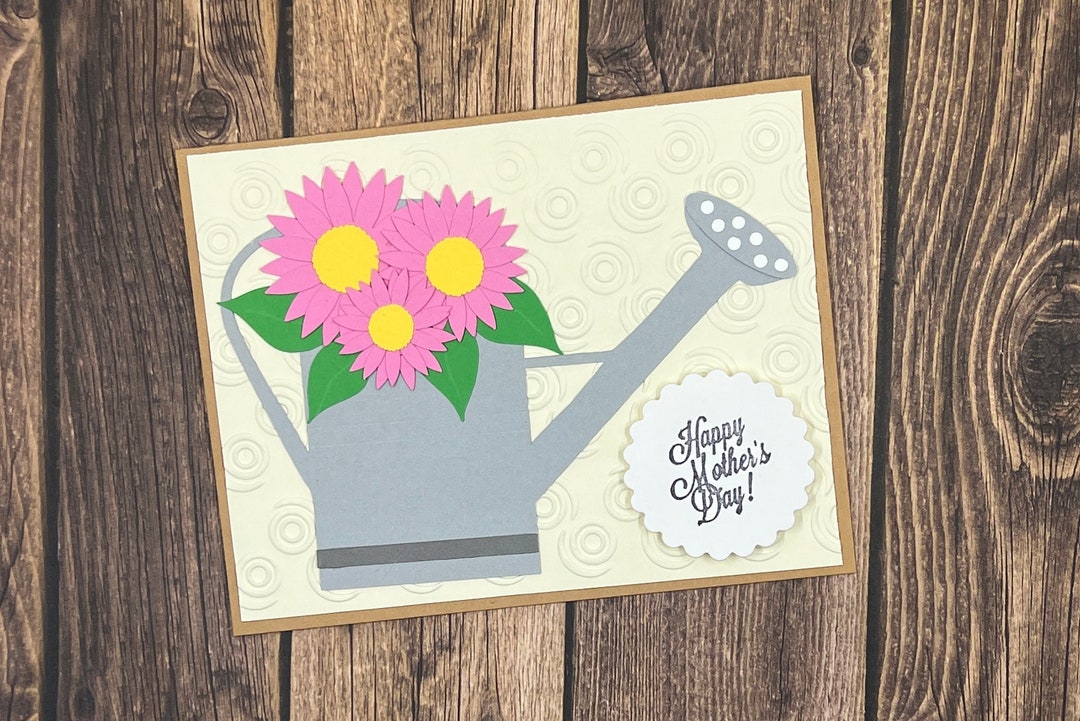 Handmade Watering Can Flower Card: Mother's Day, Birthday - Etsy