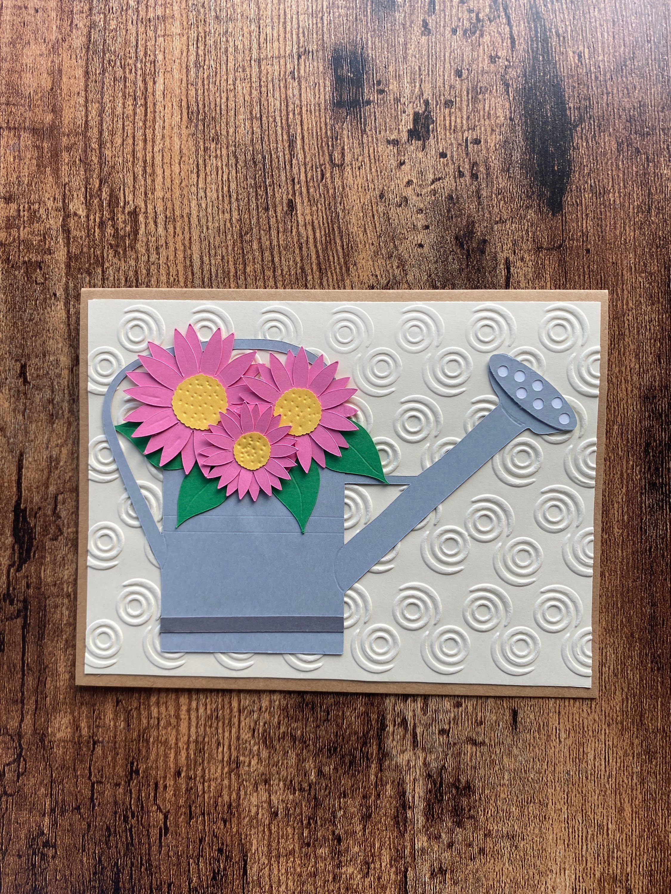 Flower Mothers Day card, Watering Can Card, Handmade Flower Card ...