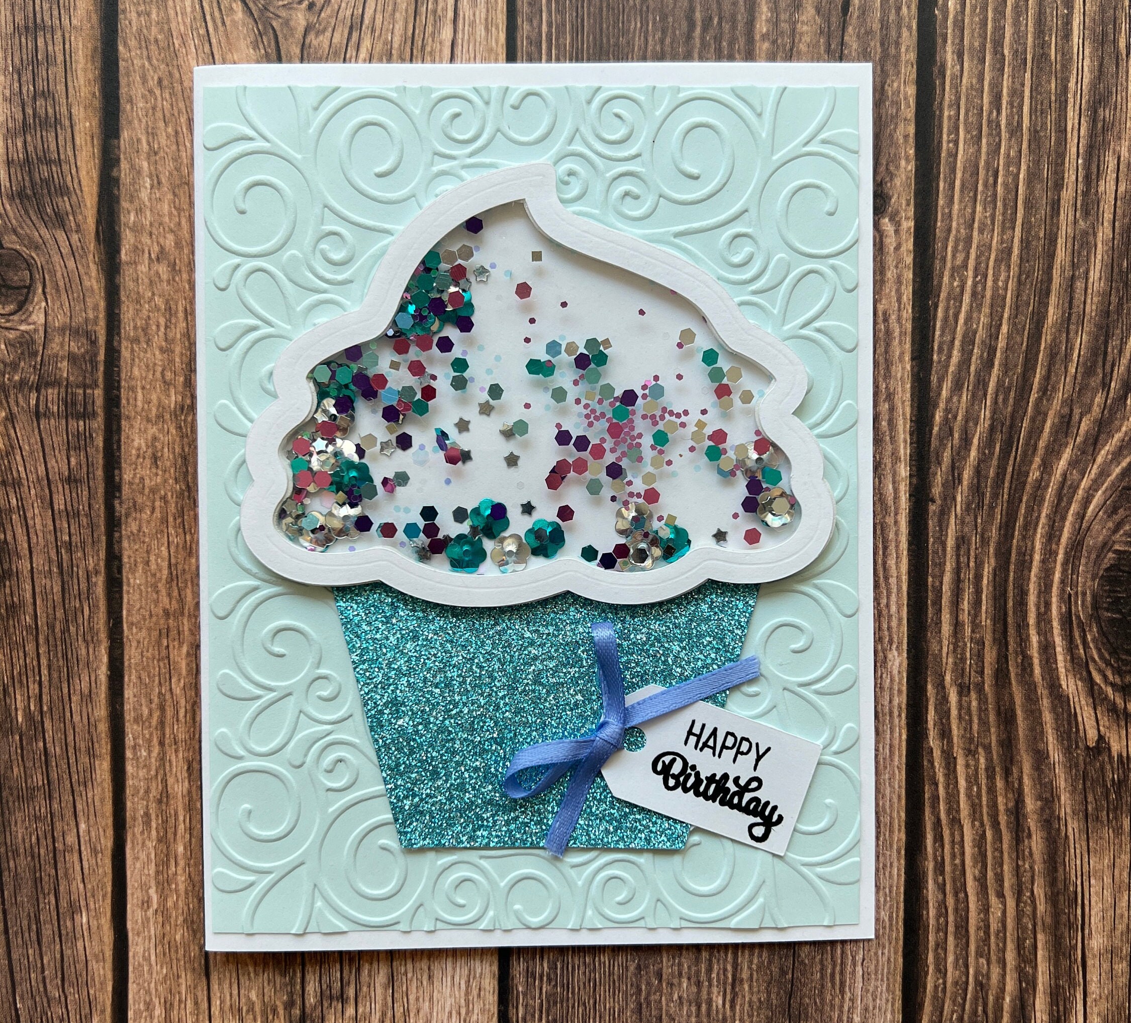 Handmade Cupcake Shaker Birthday Card: Embossed, Interactive Fun - Etsy