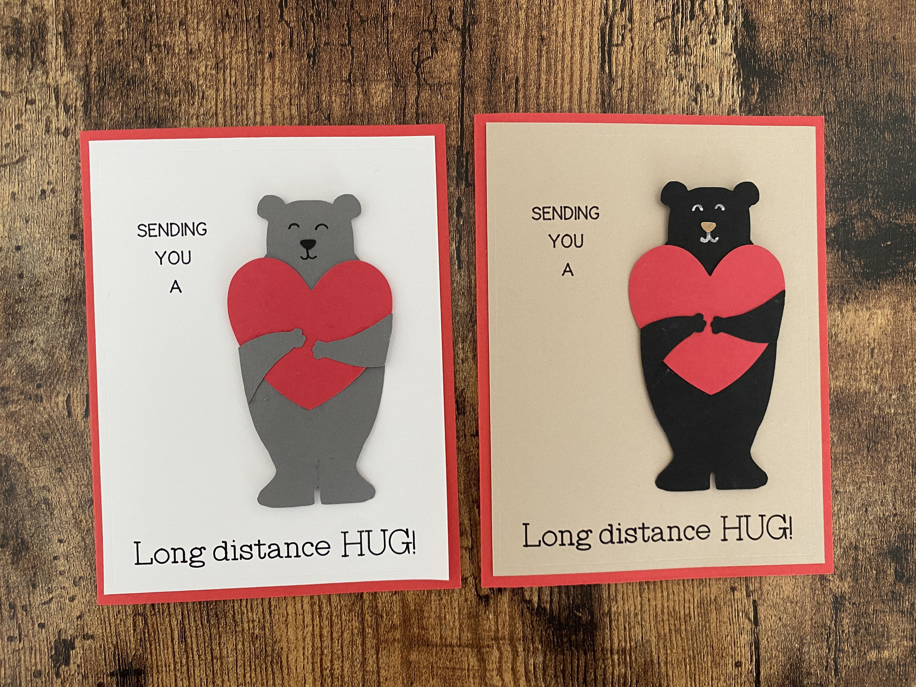 Set of 4 Long Distance Hug Cards, Sending You Hugs Card, Virtual Hug Card, Big Bear Hug Card ...