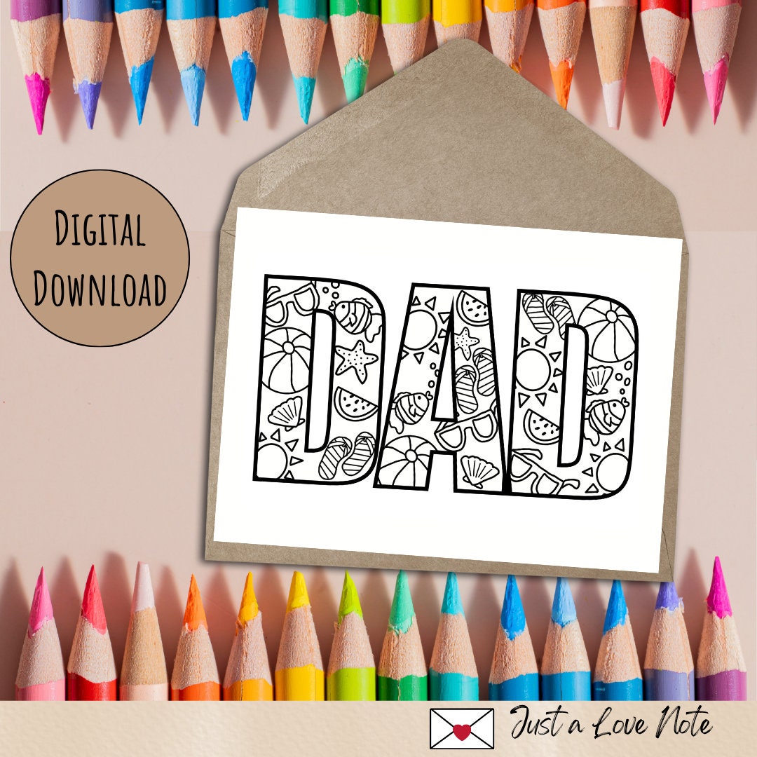 PRINTABLE Father's Day Card, Color Your Own Cards, DIY Father's Day ...