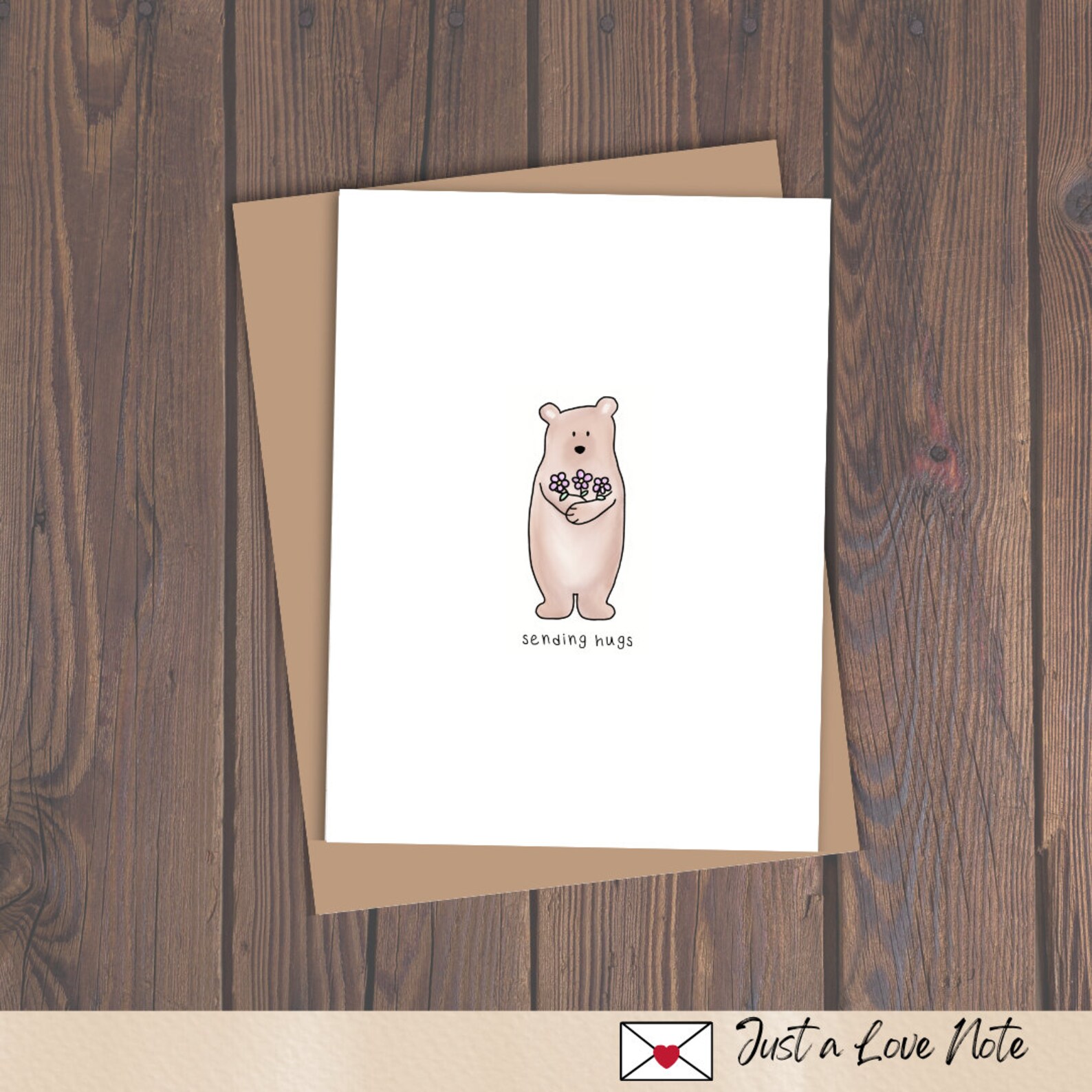 Sending Hugs Card, Sending Bear Hugs, Thinking of You Card, Cute Love ...