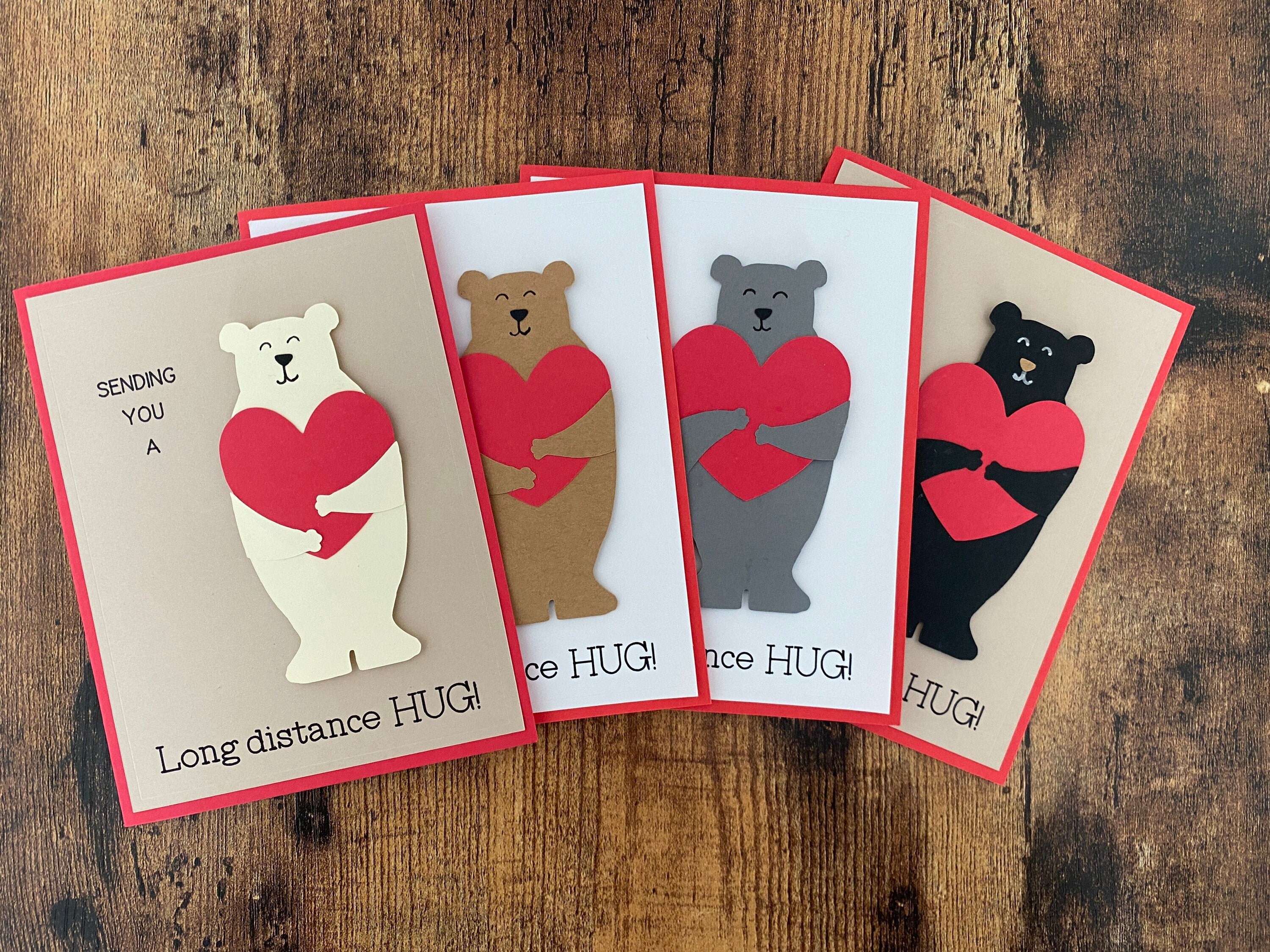 Set of 4 Long Distance Hug Cards, Sending You Hugs Card, Virtual Hug ...