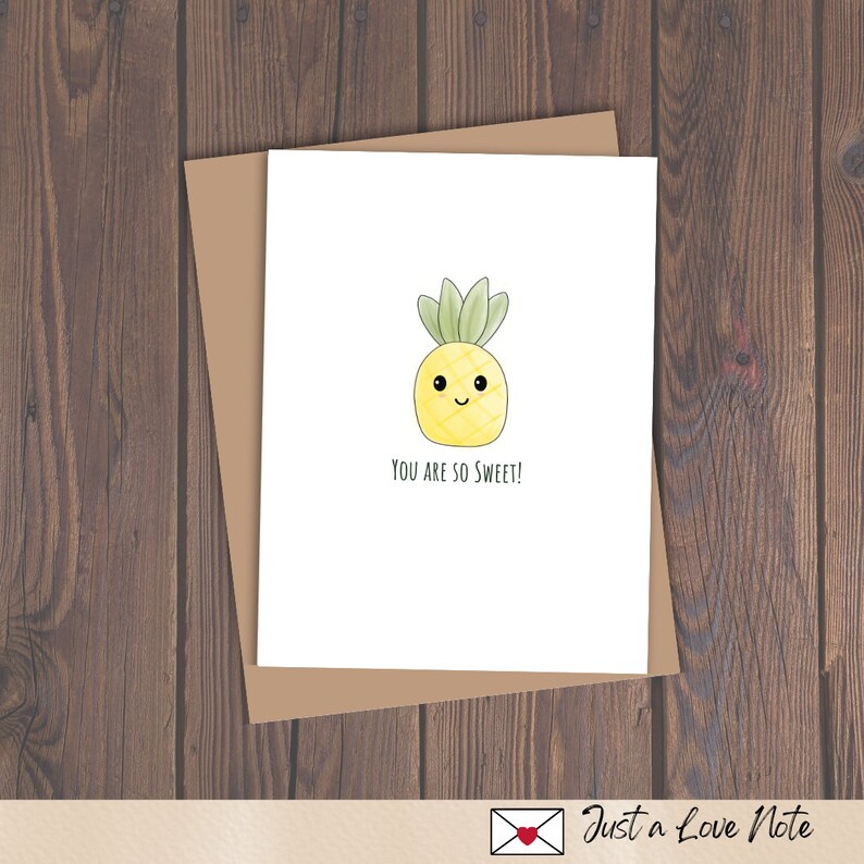 Pineapple Birthday Card, Thank You Card, Pineapple Thanks Card, You Are ...