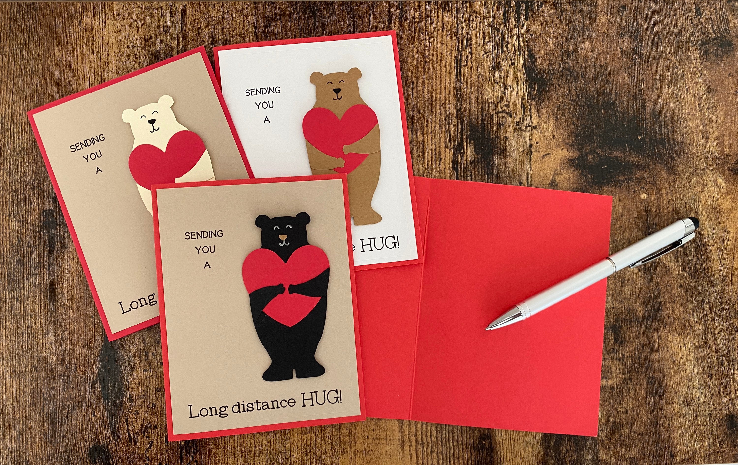 Set of 4 Long Distance Hug Cards, Sending You Hugs Card, Virtual Hug ...