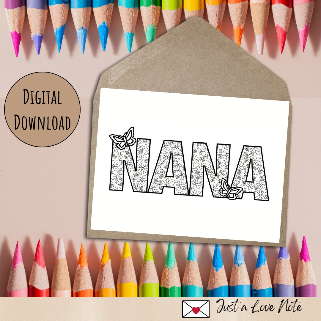 PRINTABLE Nana Card, Color Your Own Cards, DIY Cards for Kids, Instant ...