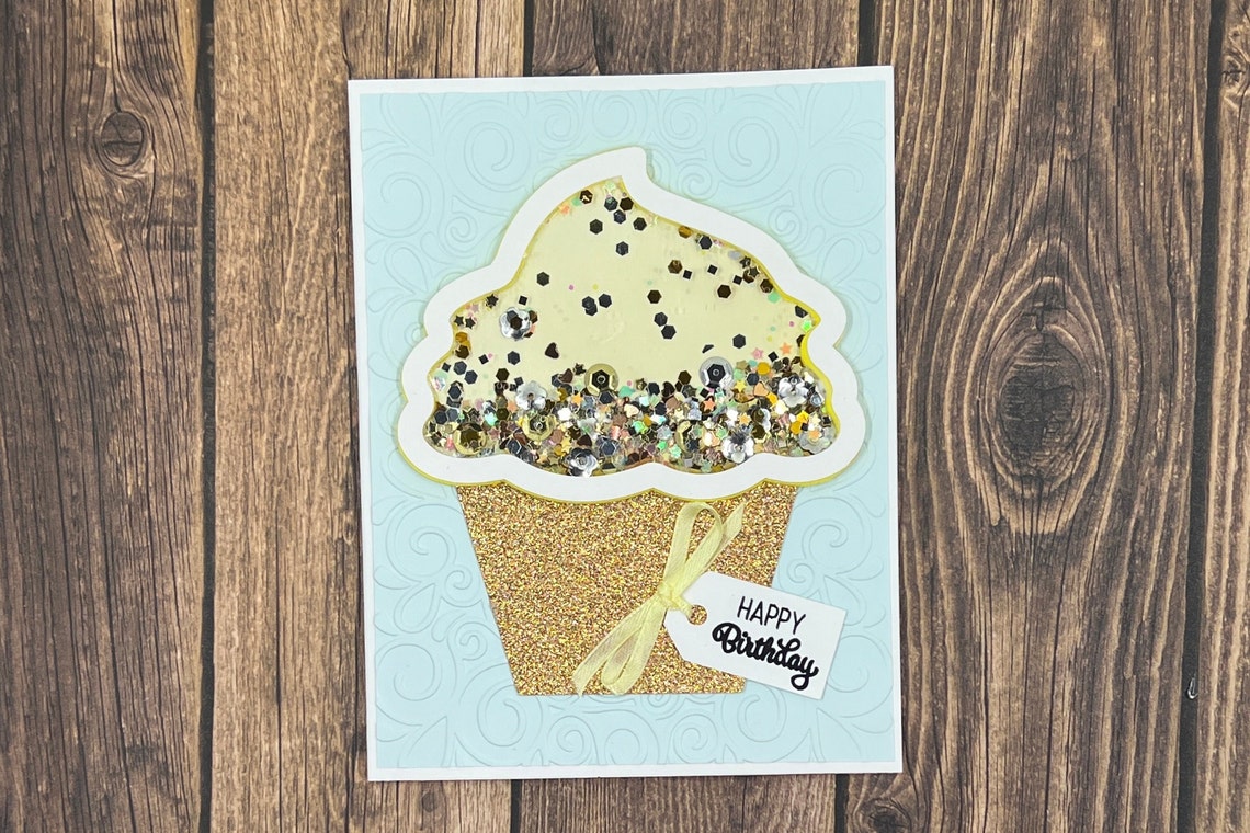 Handmade Cupcake Shaker Birthday Card: Embossed, Interactive Fun - Etsy