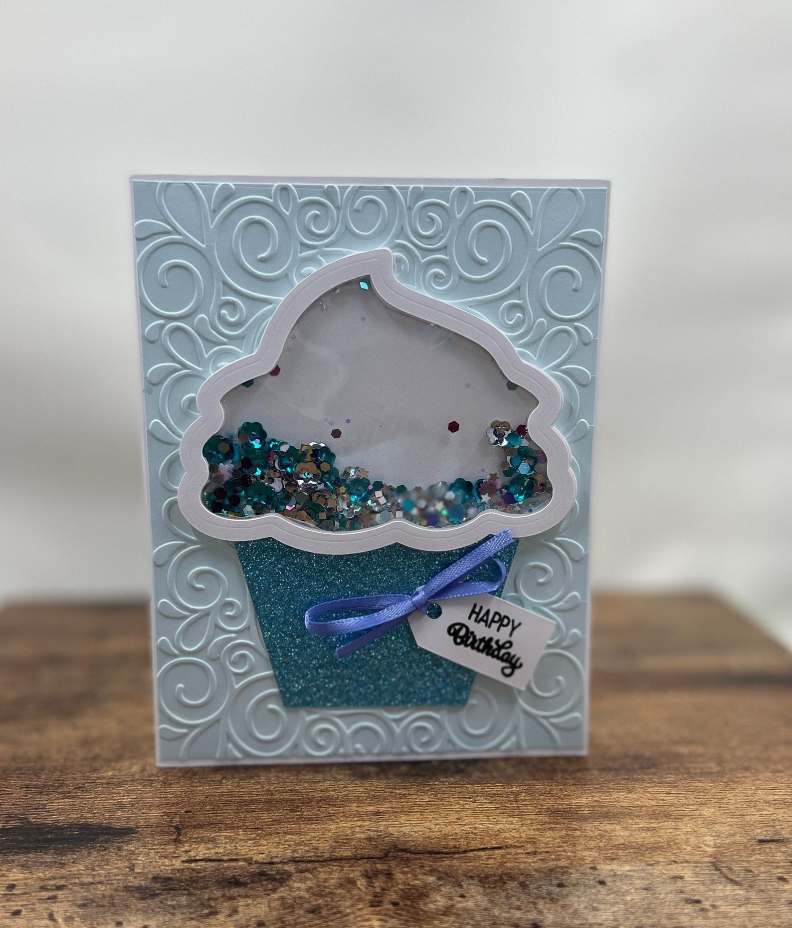 Handmade Cupcake Shaker Birthday Card: Embossed, Interactive Fun - Etsy