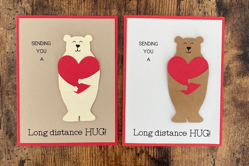 Set of 4 Long Distance Hug Cards, Sending You Hugs Card, Virtual Hug Card, Big Bear Hug Card ...