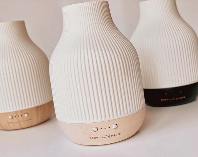 Essential Oil Diffuser | Ceramic and Bamboo Ultrasonic Diffuser | Black ...
