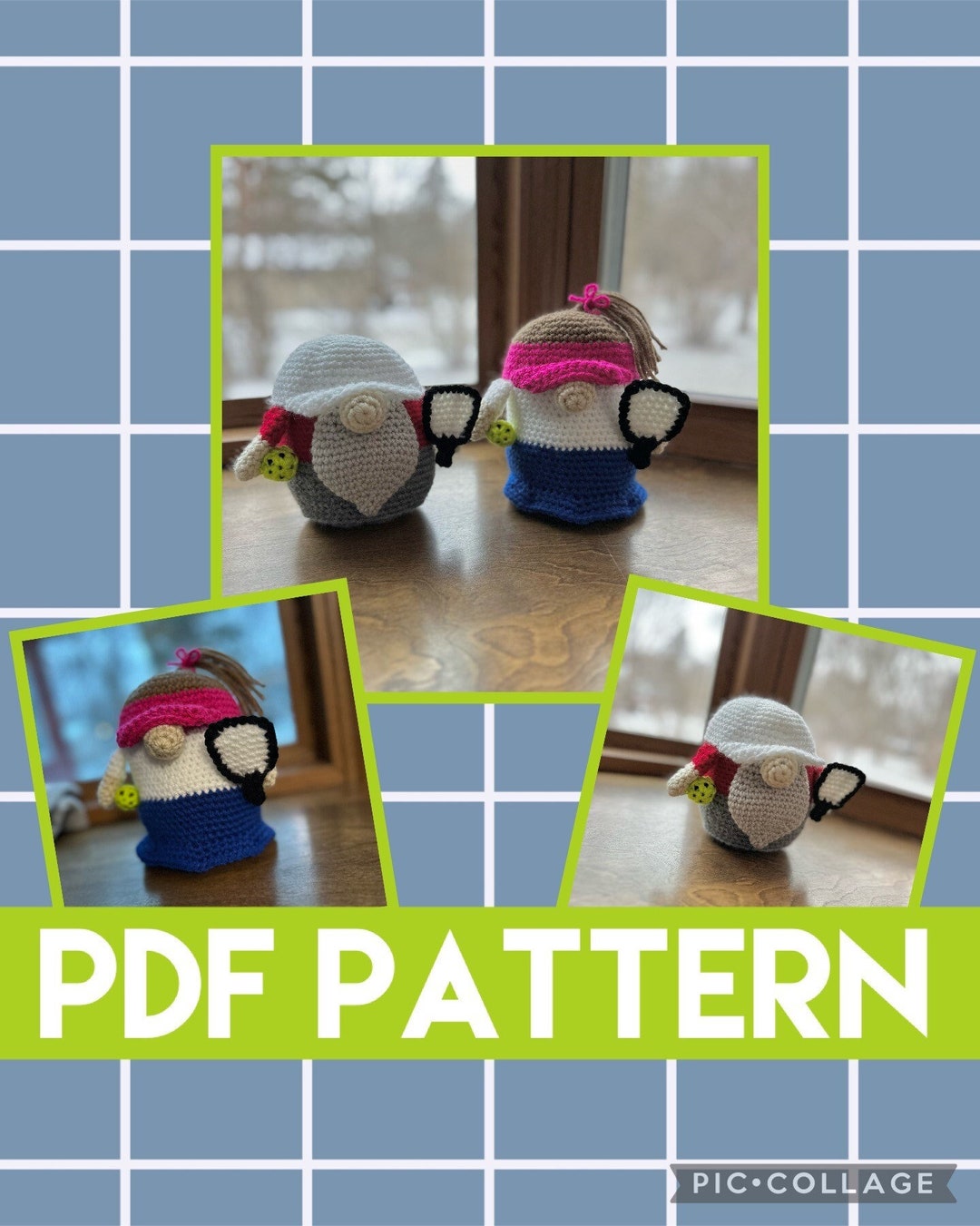 Crochet Pickleball Gnome Plush Pattern: Lady and Dude Gnomes (PDF ...