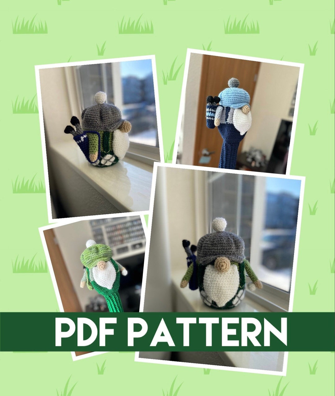 Crochet Golfer Gnome Plush PATTERN (with Golf Club Headcover ...