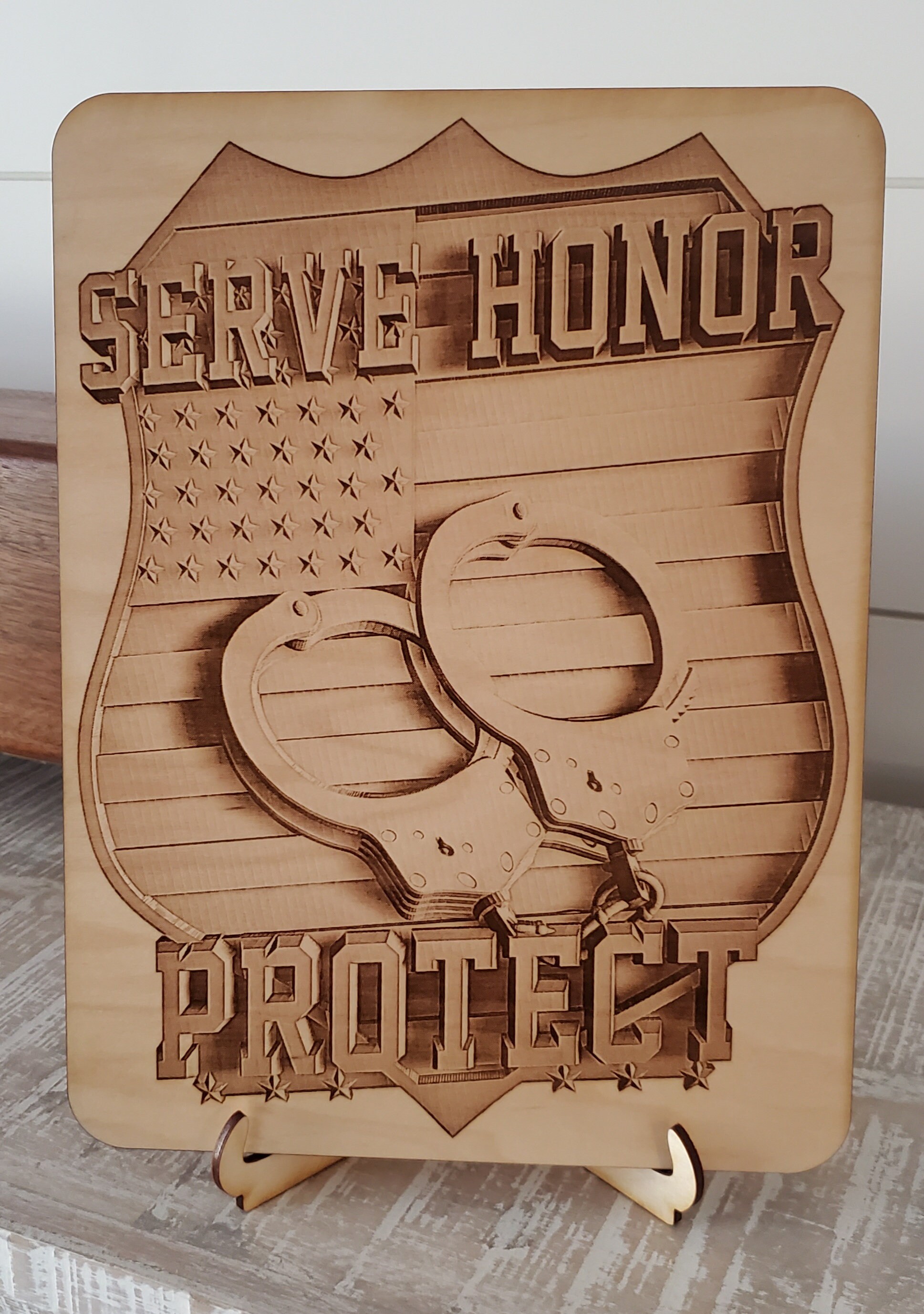Police Shield 3D Illusion Laser Engraved 10 x | Etsy