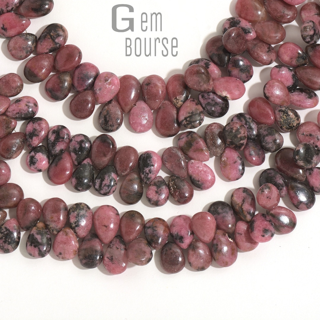 Natural Rhodonite Pear Beads AAA Red Rhodonite Smooth Briolette 10 ...