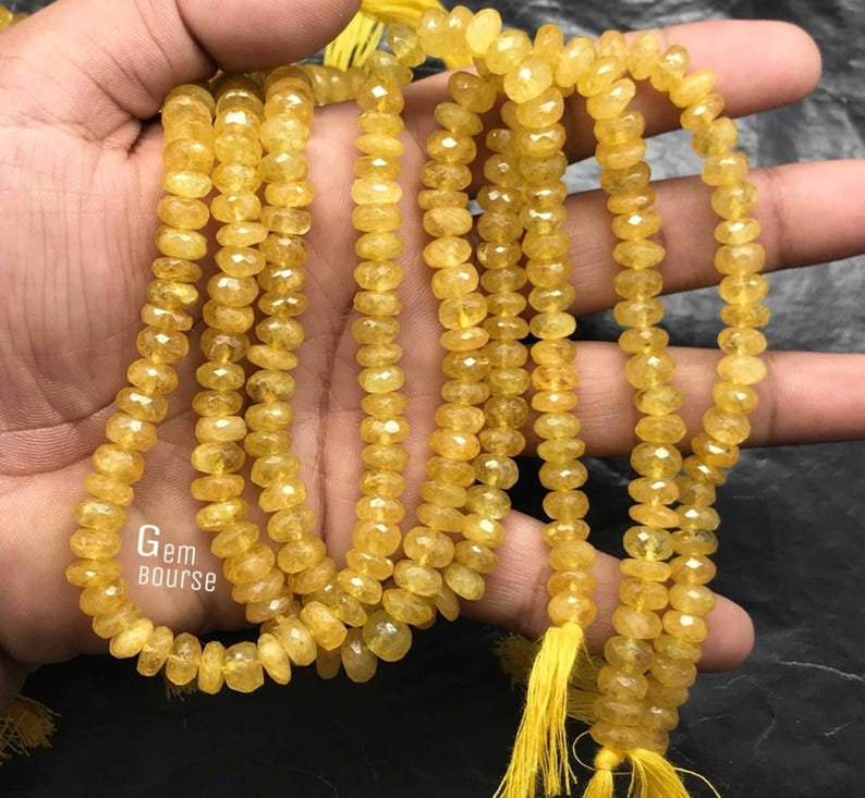 Heliodor Faceted Rondelle Beads: AAA Yellow Aquamarine, 13" Strand - Etsy