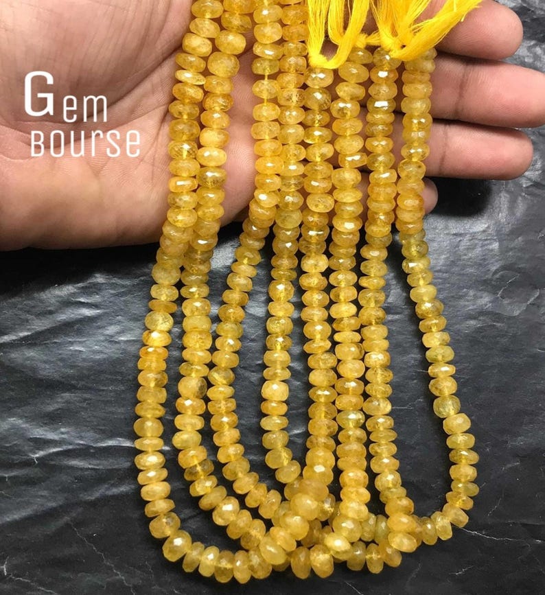 Heliodor Faceted Rondelle Beads: AAA Yellow Aquamarine, 13" Strand - Etsy