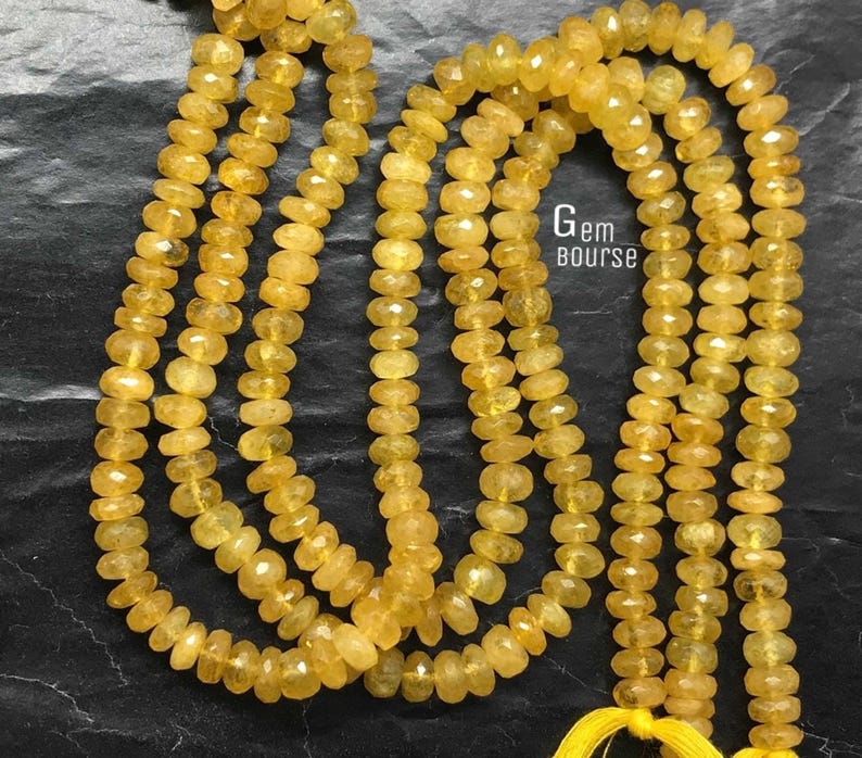 Heliodor Faceted Rondelle Beads: AAA Yellow Aquamarine, 13" Strand - Etsy