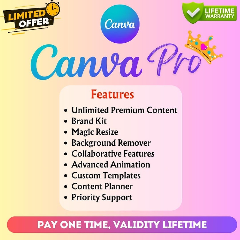 Canva Pro Lifetime Access for Graphic Designers & Artists Premium ...
