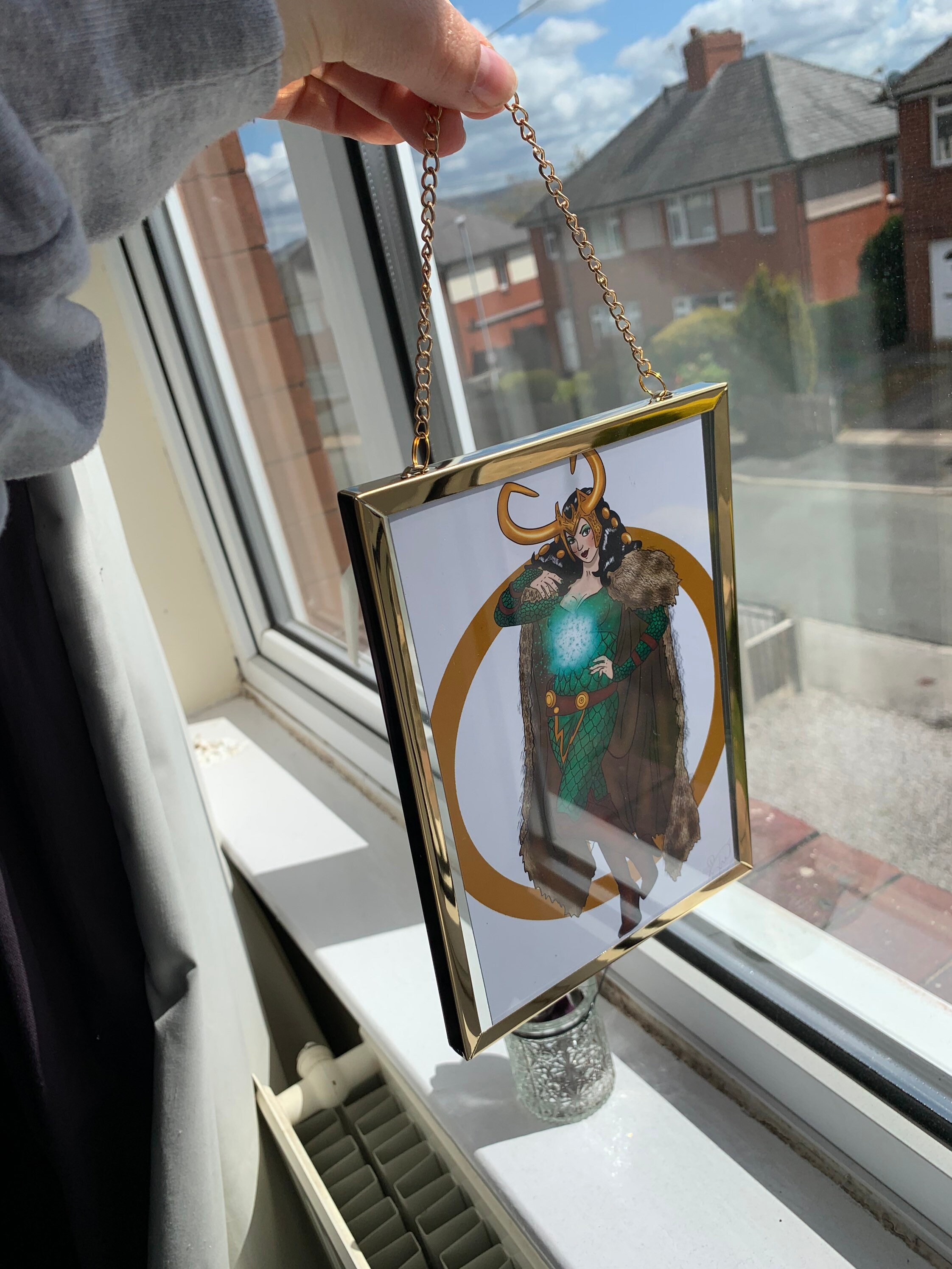Hanging Gold Framed Loki Inspired Print female Loki Marvel - Etsy