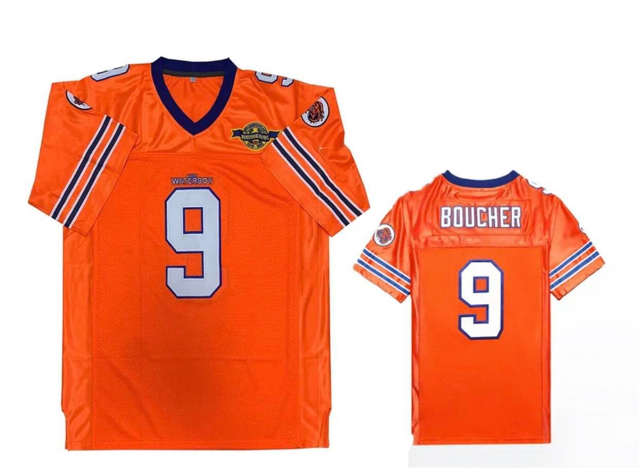 Bobby Boucher #9 the Waterboy Football Jersey Adam Sandler Orange S,M,L ...