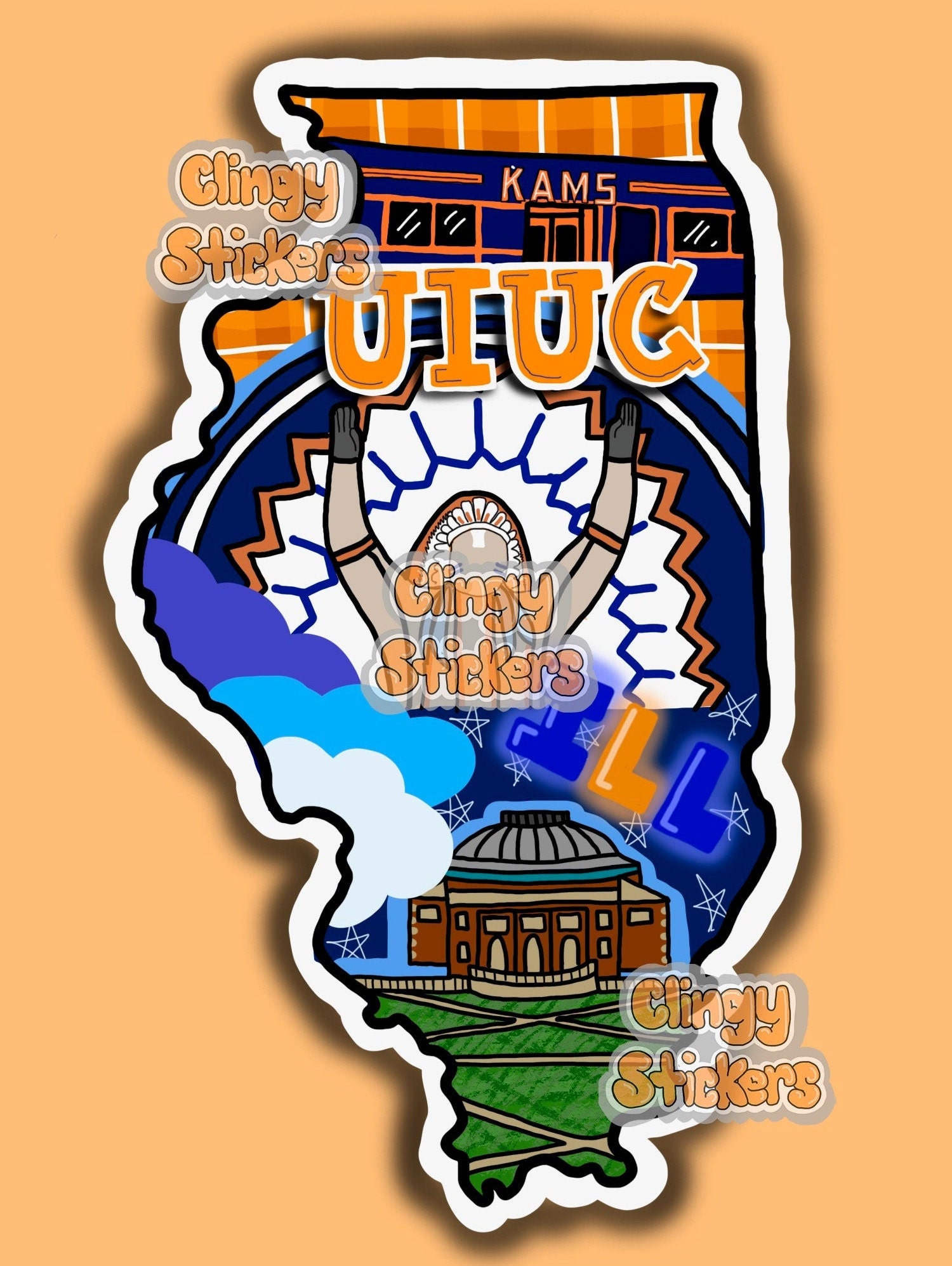 University of Illinois Sticker | Etsy