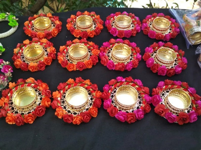 Set of 10 Diyas Diwali Gift Colorful Tealight Holders - Etsy