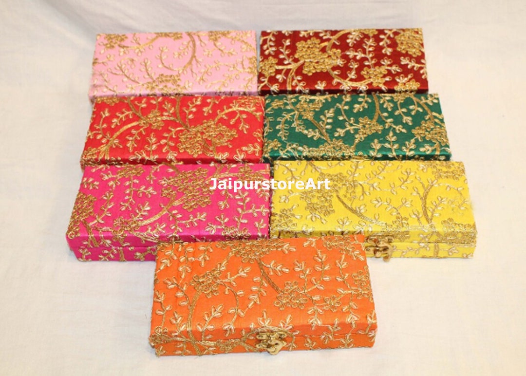Lot of 5 to 100 Pcs Indian Embroidered Gift Box, Indian Wedding Sweet ...