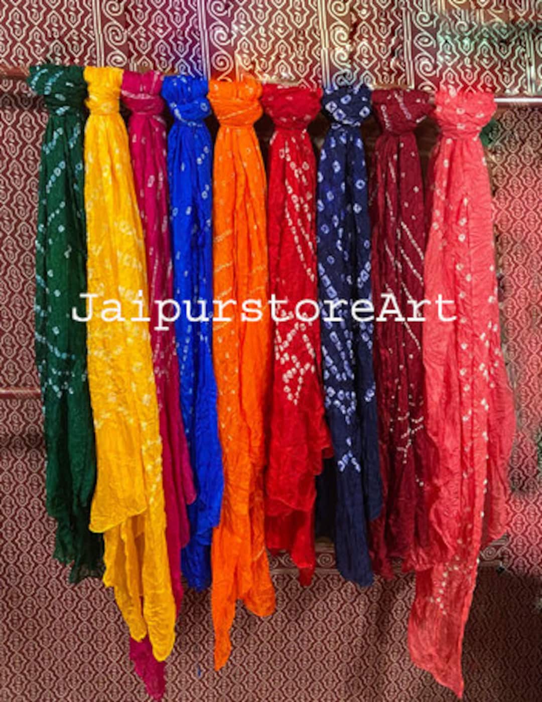 Indian Wholesale Lot of Solid Color Bandhani Bhandej Silk Dupatta ...