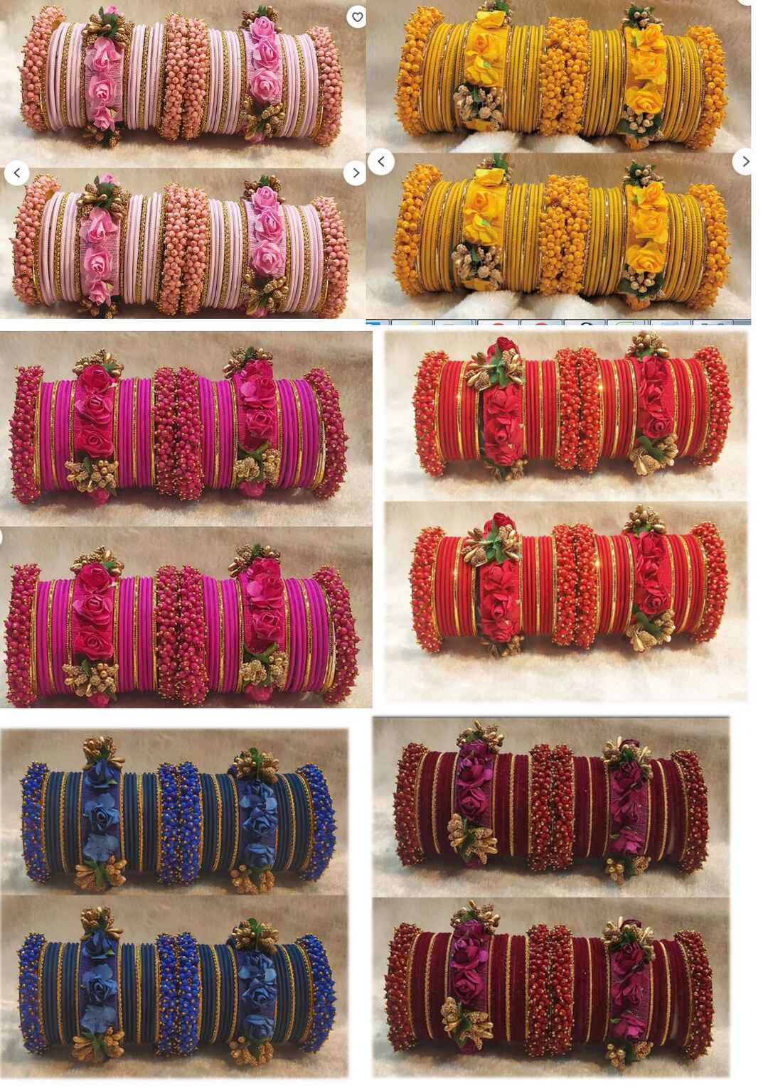 Rose Floral Bangles Set for Bridal Wedding Bangles - Etsy