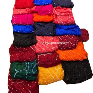 Indian Wholesale Lot of Solid Color Bandhani Bhandej Silk Dupatta ...