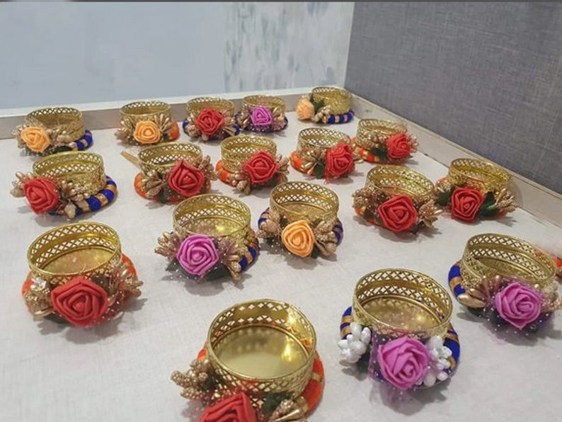 Set of 10 Diyas Diwali Gift Colorful Tealight Holders - Etsy