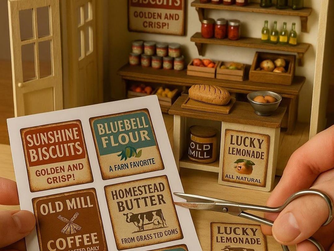 Dollhouse Miniature Grocery Signs | Vintage Market Decor (1:12 Scale ...