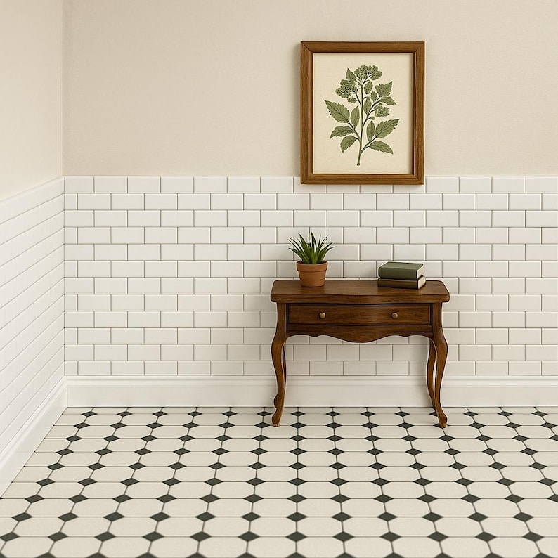 Printable Dollhouse Subway Tile Wallpaper – 1:12 Scale Miniature White ...