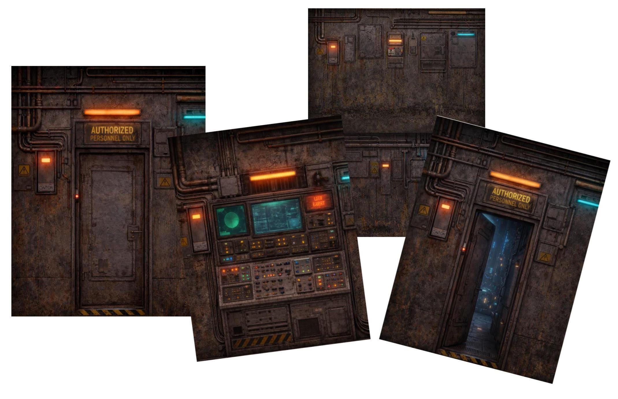 1:12 Scale Industrial Sci-fi Corridor Printable Set – 4 Sheets ...