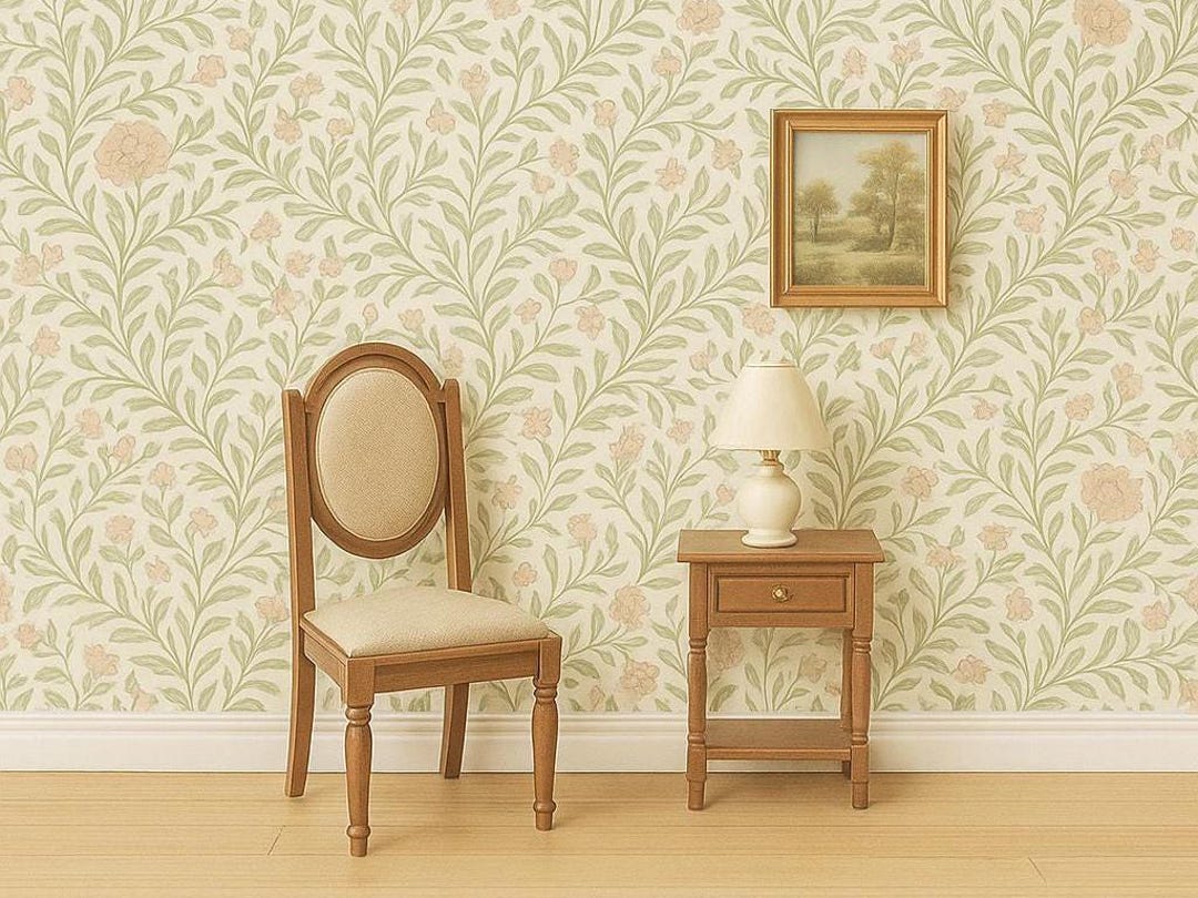 Victorian Floral Dollhouse Wallpaper Printable – 1:12 Scale Miniature ...