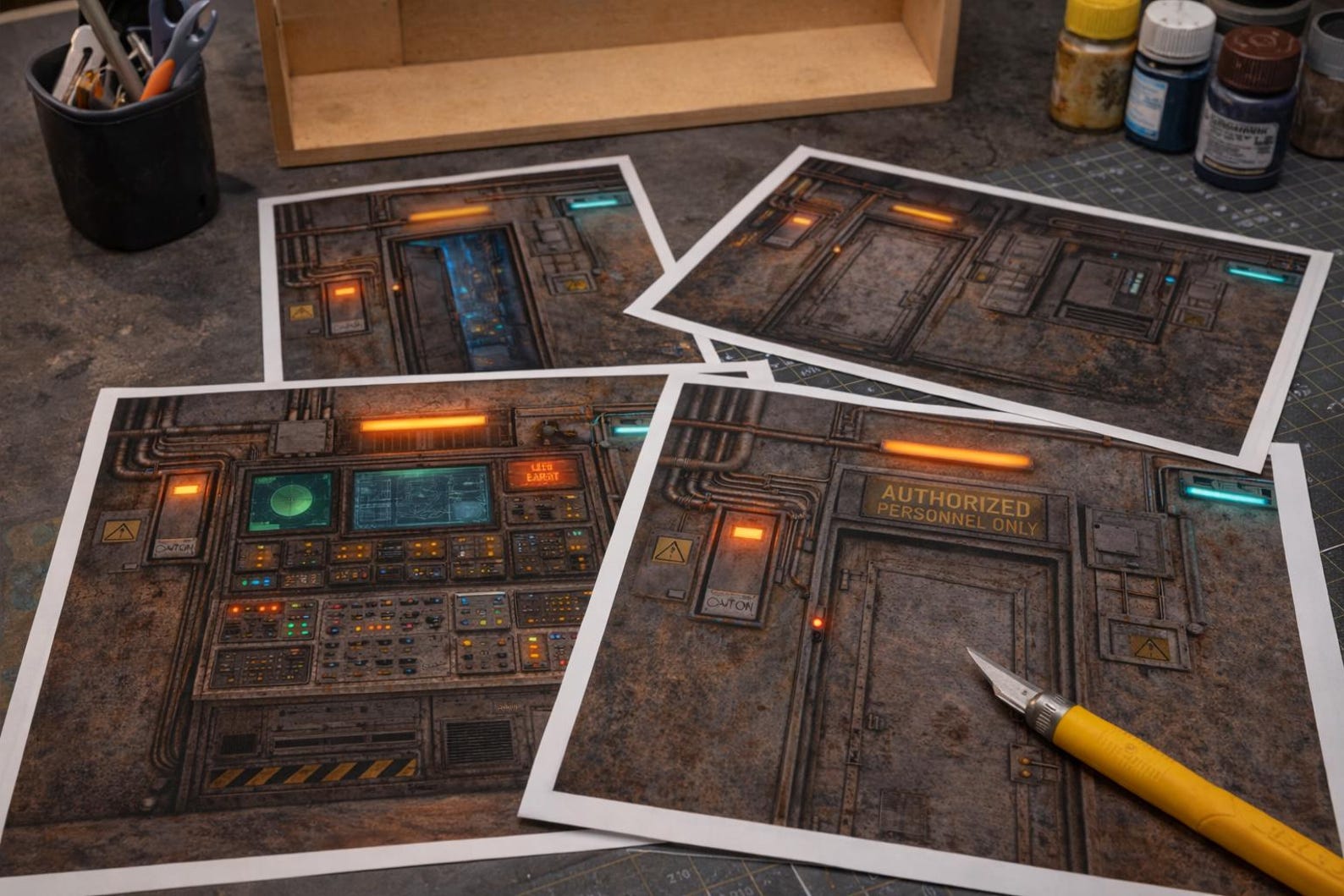 1:12 Scale Industrial Sci-fi Corridor Printable Set – 4 Sheets ...