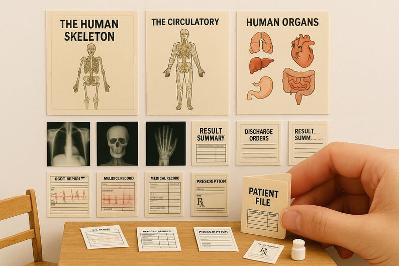 Printable 1:12 Scale Medical Charts, Patient Files & X-rays, Dollhouse ...