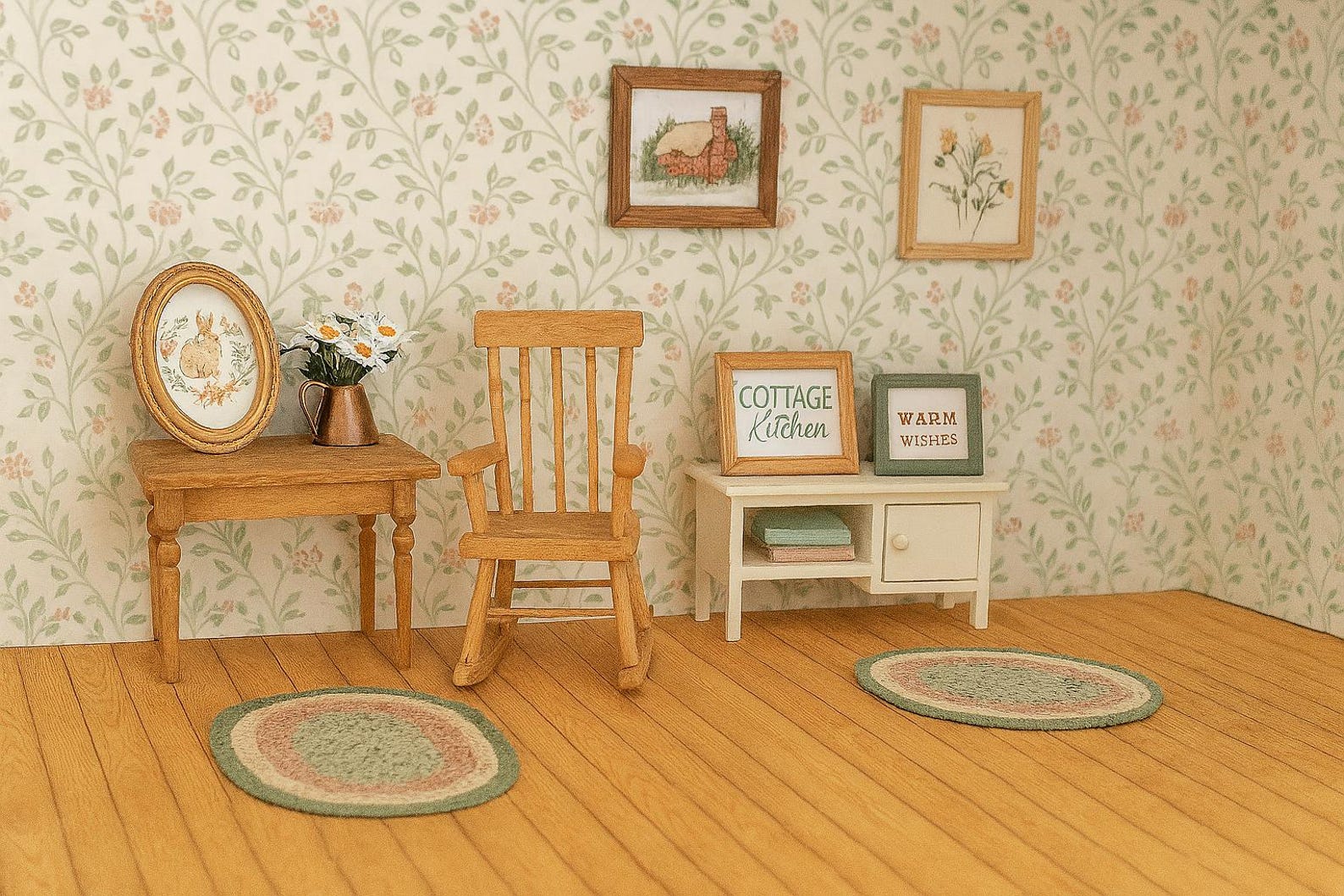 Cottagecore Dollhouse Printables Kit: Miniature Wallpaper, Floors, Art ...