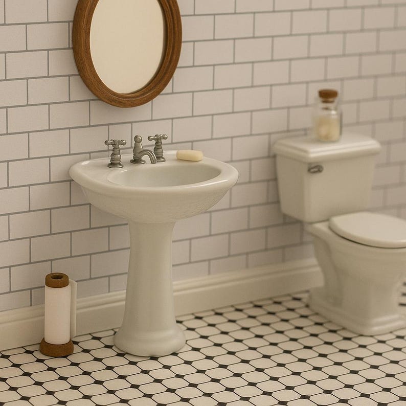 Printable Dollhouse Subway Tile Wallpaper – 1:12 Scale Miniature White ...