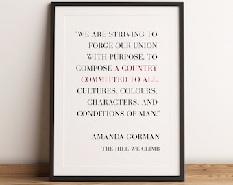 Amanda Gorman the Hill We Climb Printable Wall Art | Etsy
