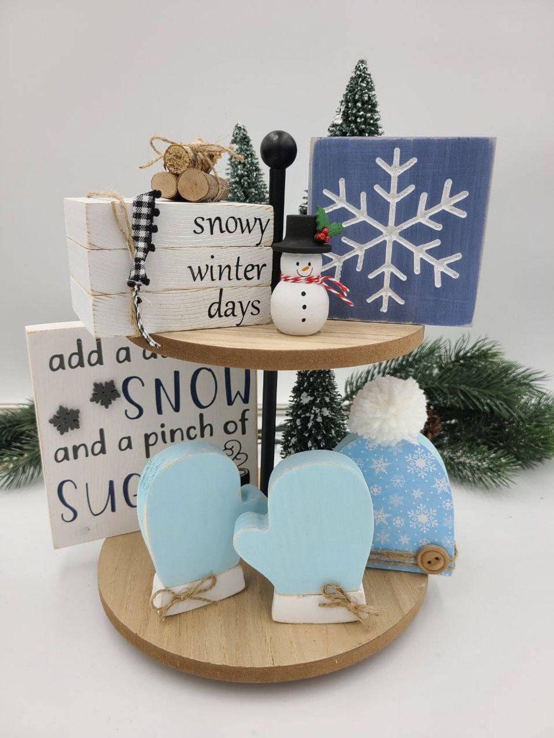 Snow / Winter Tiered Tray Decor tray NOT Included - Etsy