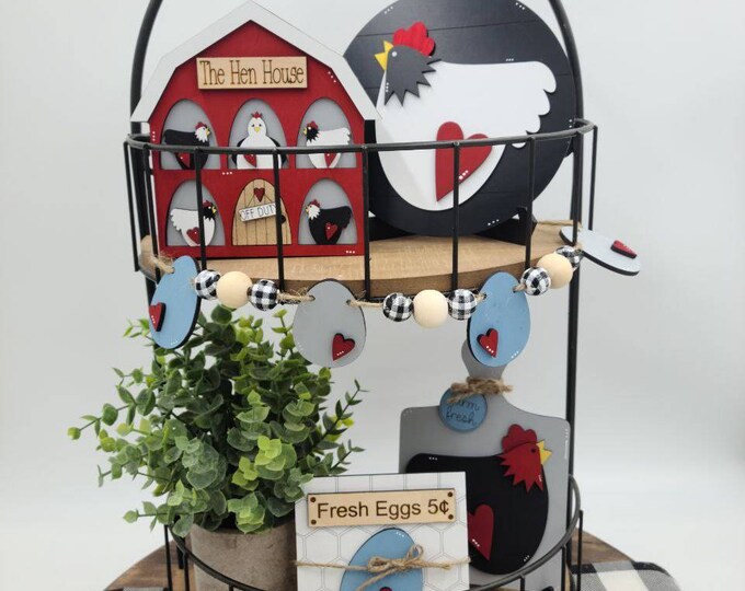 Farm / Chicken Tiered Tray Set tray NOT Included - Etsy