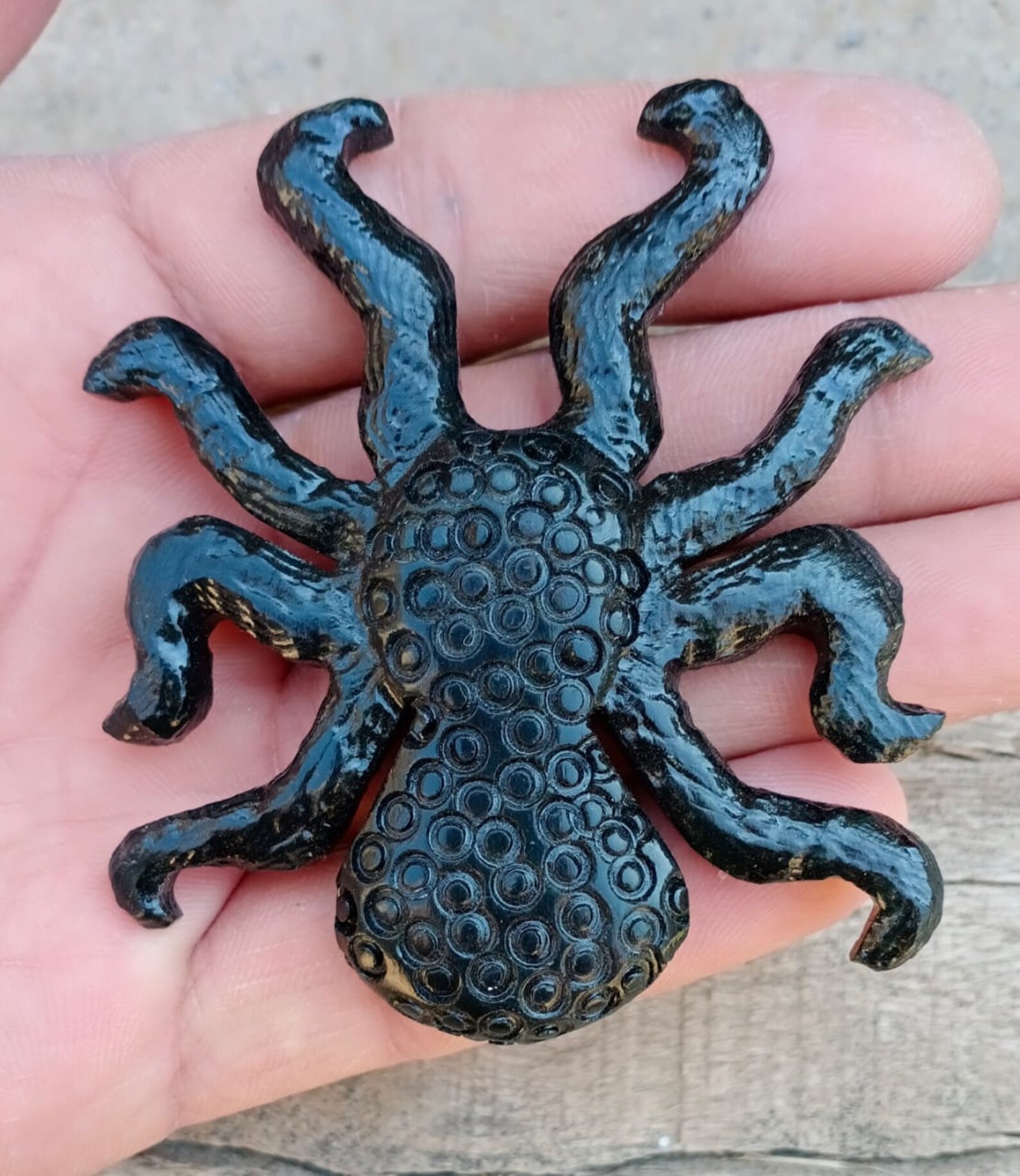 Octopus Handmade Natural Dark Black Serpentine Stone Carving - Etsy